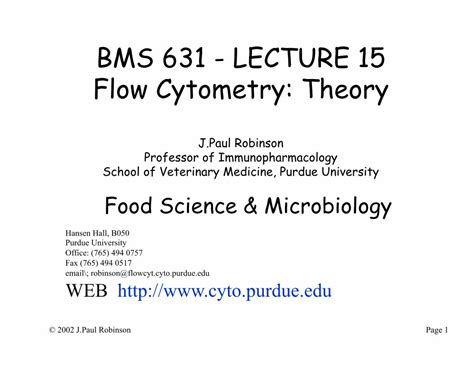Pdf Bms 631 Lecture 15 Flow Cytometry Theory 631 Lecture 15 Flow Cytometry Theory J Paul