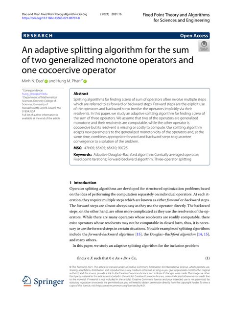 Pdf An Adaptive Splitting Algorithm For The Sum Of Two Generalized Monotone Operators And One