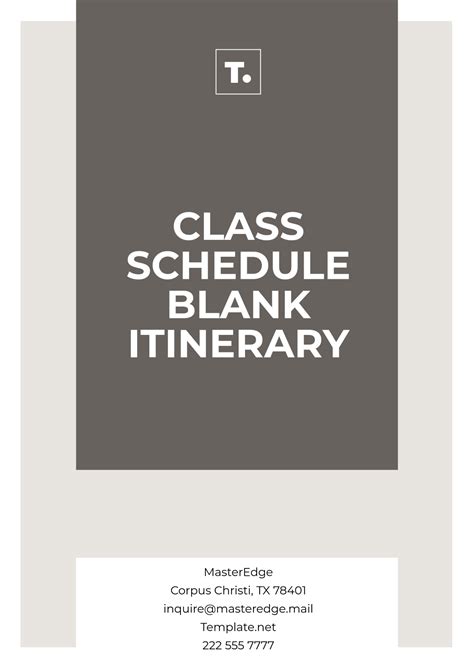 Free Class Schedule Blank Itinerary Template To Edit Online