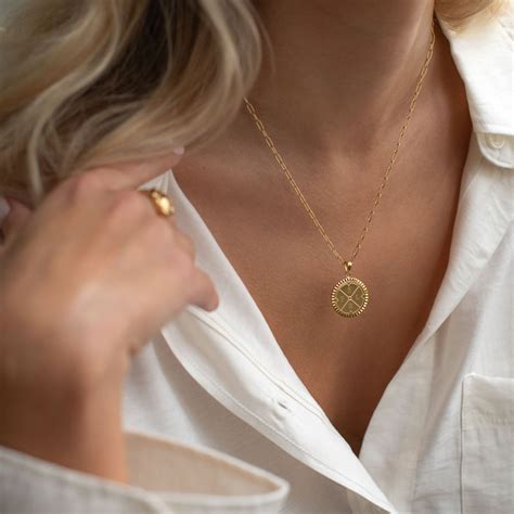 Engravable Compass Necklace Dlouise Jewelry Usa