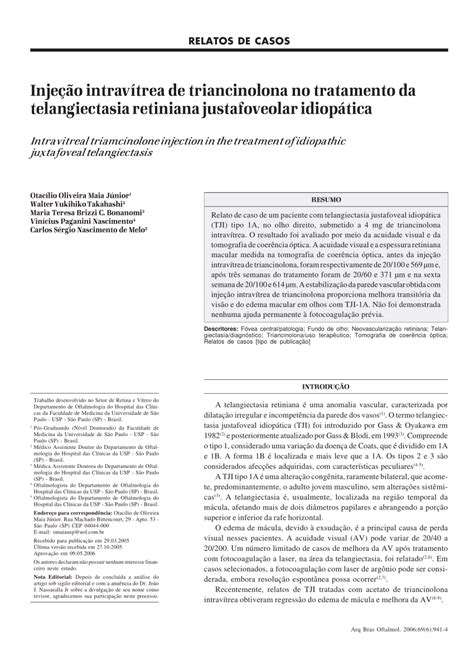 Pdf Intravitreal Triamcinolone Injection In The Treatment Of