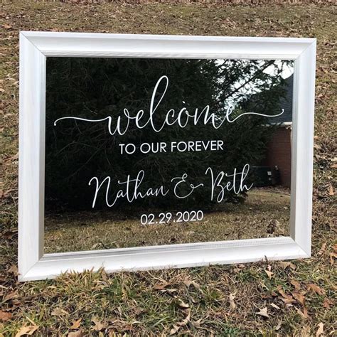 우리의 영원히 오신 것을 환영합니다 이름과 날짜 웨딩 비닐 데칼 거울 맞춤 웨딩 사인 스티커 Diy 벽화 Z5399 Aliexpress