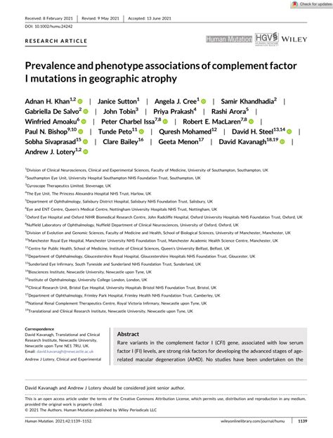 Pdf Prevalence And Phenotype Associations Of Complement Factor I