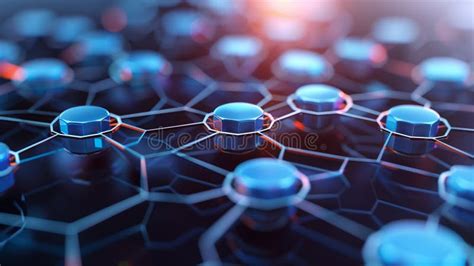 Abstract Data Network Background In Blue Tones With Hexagonal Grid Pattern And Luminous Blue