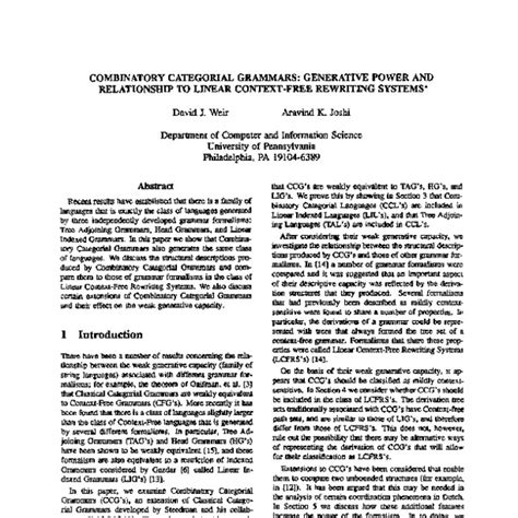 combinatory categorial grammars generative power and relationship to