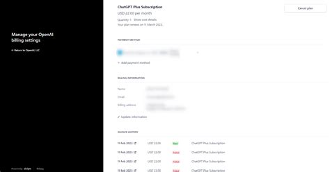 problem of payment for upgrade chatgpt openai developer community