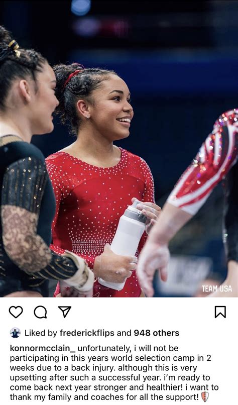 Gymcastic On Twitter Rt Sbregman87 Per Her Instagram Konnor Mcclain Will Miss Worlds With A