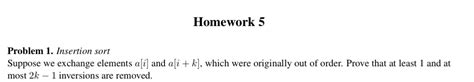Solved Homework 5problem 1 ﻿insertion Sortsuppose We