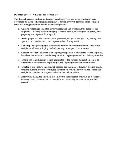Dispatch Process Pdf Business Law