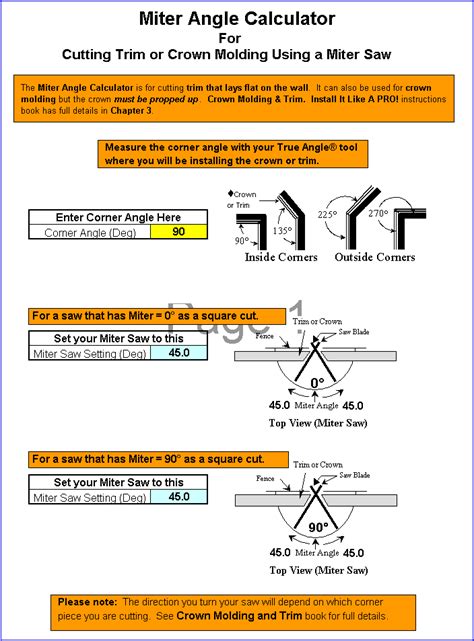Compound Miter Excel Program Master Crown Molding Angles