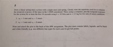 solved 5 draw a linear spring mass system with a single mass