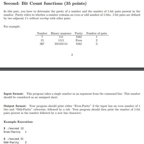 Solved Second Bit Count Functions Points In This Part Chegg
