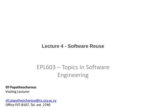 Pdf Lecture 4 Software Reuse University Of Cypruscs00peepl603