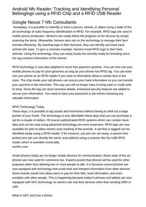 Pdf Android Nfc Reader Tracking And Identifying Personal Belongings