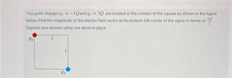 Solved Two Point Charges Q1 −1q And Q2 3q Are Located At The