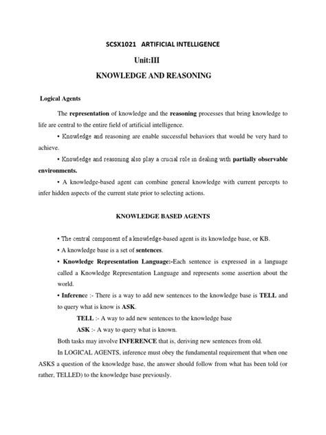 Scsa1702 Ai Unit Iii Pdf Interpretation Logic First Order Logic