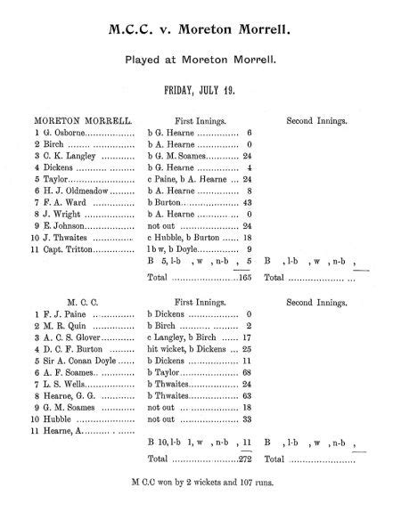 Mcc V Moreton Morrell Mcc 1907 The Arthur Conan Doyle Encyclopedia