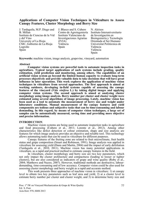 Pdf Applications Of Computer Vision Techniques In Viticulture To Assess Canopy Features