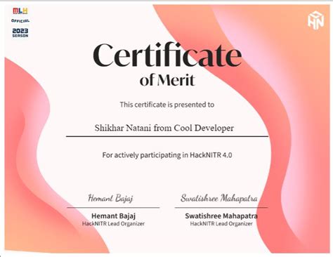 Shikhar Natani On Linkedin Hacknitr Hackathon Certificateofmerit Grateful Networking