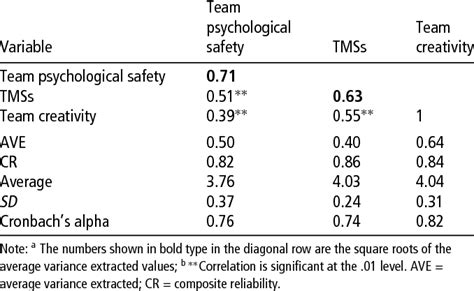 Means Standard Deviations Convergent Validity And Discriminant