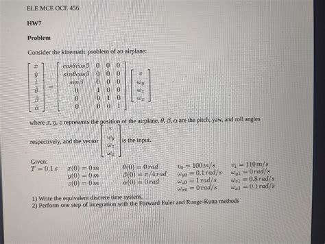 Ele Mce Oce 456 Hw7 Problem Consider The Kinematic