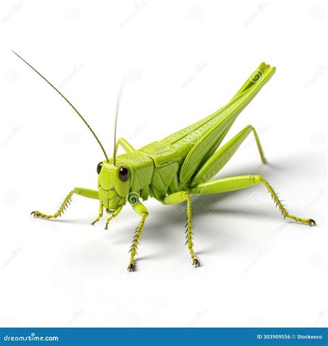 3d Grasshopper On White Background Stunning Unreal Engine Render Stock Illustration