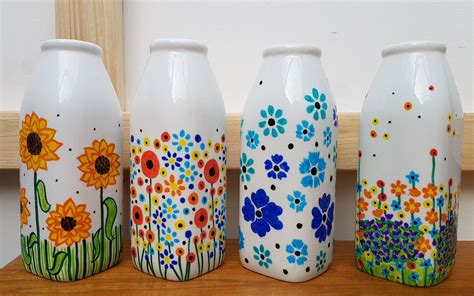 Diy Painted Vases Decorative Milk Bottle Design Milk Bottle Art