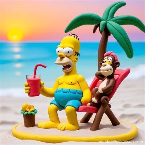 Homer Simpsons Tropical Drinking Companion Stable Diffusion Online
