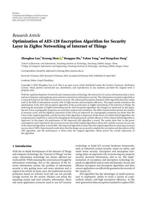 pdf optimization of aes 128 encryption algorithm for security layer