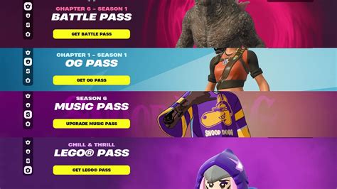 Alle Fortnite Pas Battle Pass Og Pass Music Pass Lego Pass I