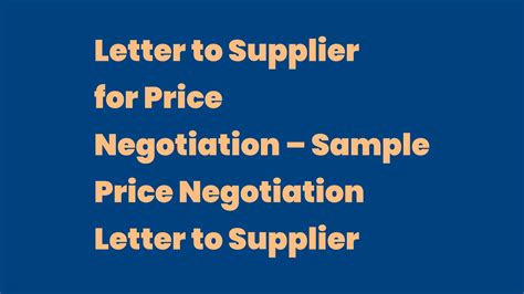 Letter To Supplier For Price Negotiation Sample Price Negotiation