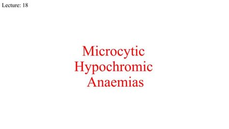 Lecture 18 Microcytic Hypochromic Anaemias Pptx
