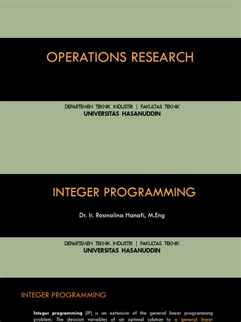 Integerprogramming S1 2023 Pdf Linear Programming Mathematical