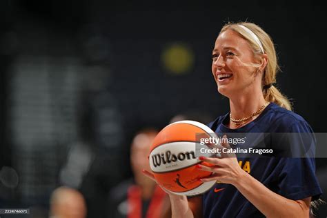 Sophie Cunningham Of The Indiana Fever Smiles Before The Game Against
