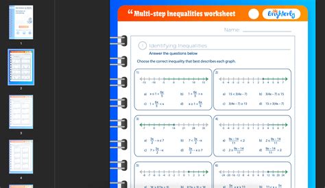 Multi Step Inequalities Worksheet Free Printable