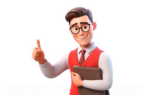 Premium Photo Cartoon Male Teacher On Isolated White Background
