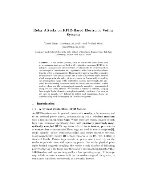 Pdf Attacks On Rfid Based Electronic Voting Systems