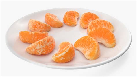 Peeled Mandarin Orange Segments On White Plate 3d Model Turbosquid
