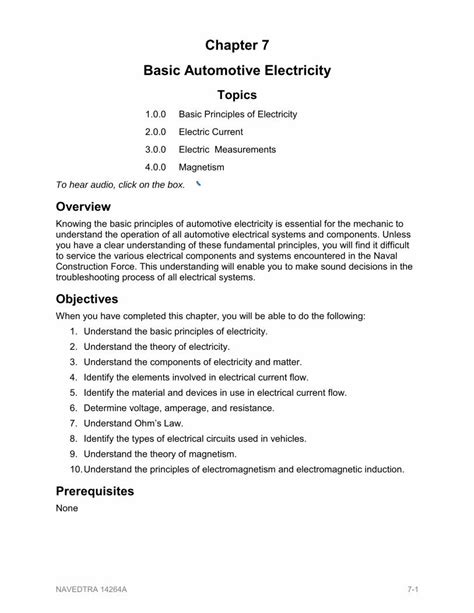 Pdf Chapter 7 Basic Automotive Electricity Seabee · Knowing The