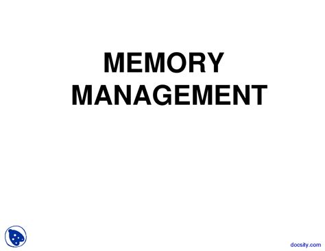 Memory Management Computer Science And Engineering Lecture Slides