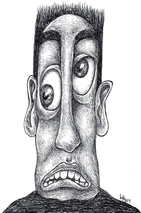 Untitled Ball Point Pen Drawing Warped Face Drawing Ball Point Pen