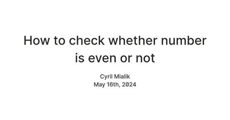 cyril mialik on linkedin how to check whether number is even or not