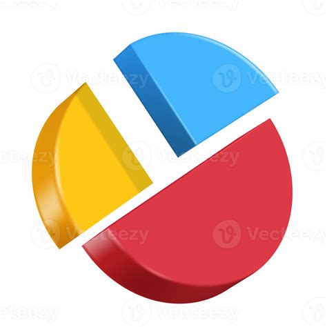 Pie Chart Split Ratio Twenty Five Percent Blue Yellow And Fifty Percent Red For Designing