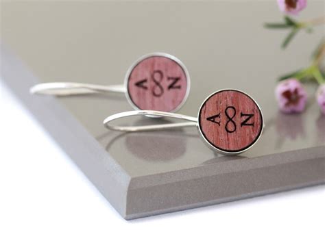 Purple Heart Wood Jewelry Set Personalized For Her Paper