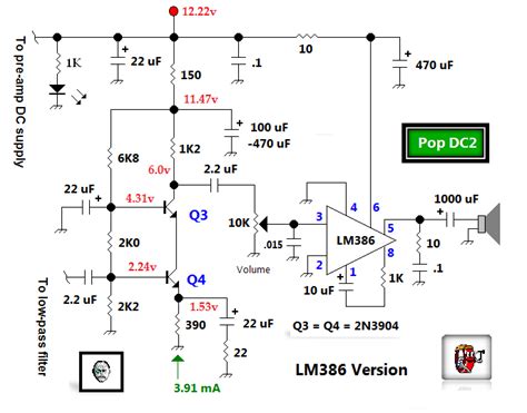 Second Preamplifier Stage With Lm386 Final Amplifier Circuit
