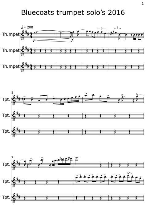 Bluecoats Trumpet Solos 2016 Sheet Music For Trumpet