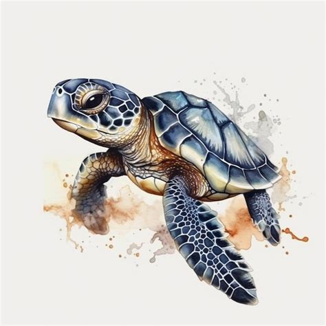 Painting Of A Turtle With A Splash Of Paint On Its Back Generative Ai