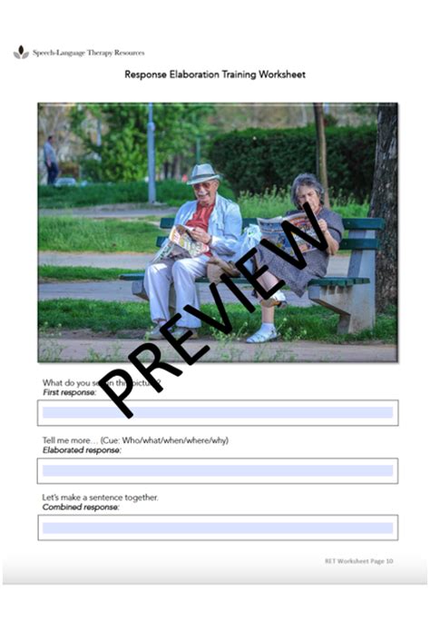 Response Elaboration Training Worksheet For Speech Therapy Editable