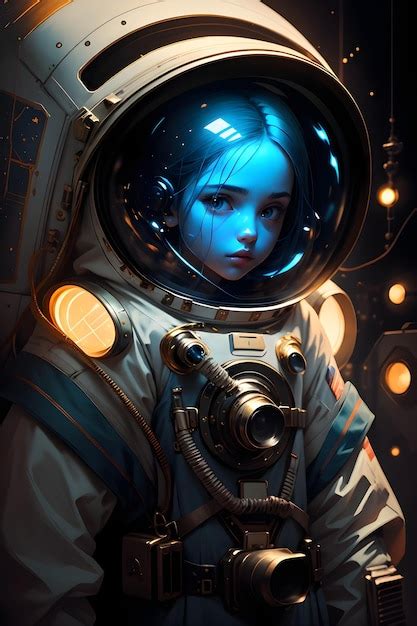 Premium Photo An Astronaut Girl In Spacesuit In Outer Space Background Science Fiction