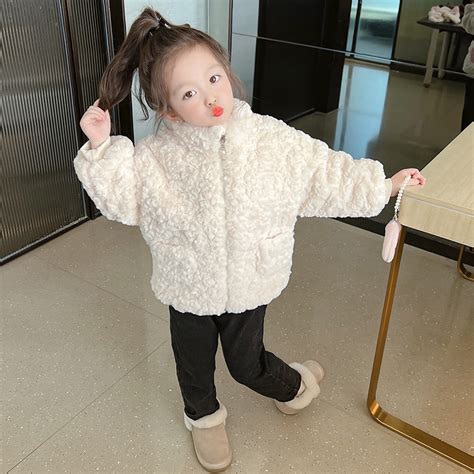 女童冬装外套洋气一岁女宝宝冬季上衣网红秋冬儿童冬款加厚毛毛衣虎窝淘